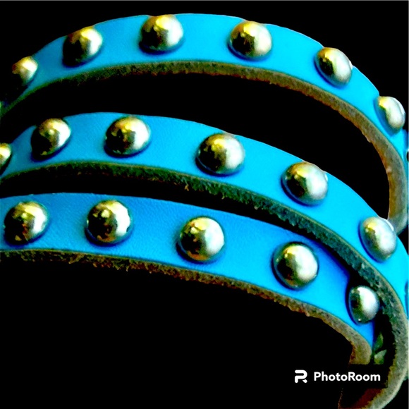 Yik Fung | Jewelry | Yik Fung Turquoise W Silver Studs Leather Wrap ...